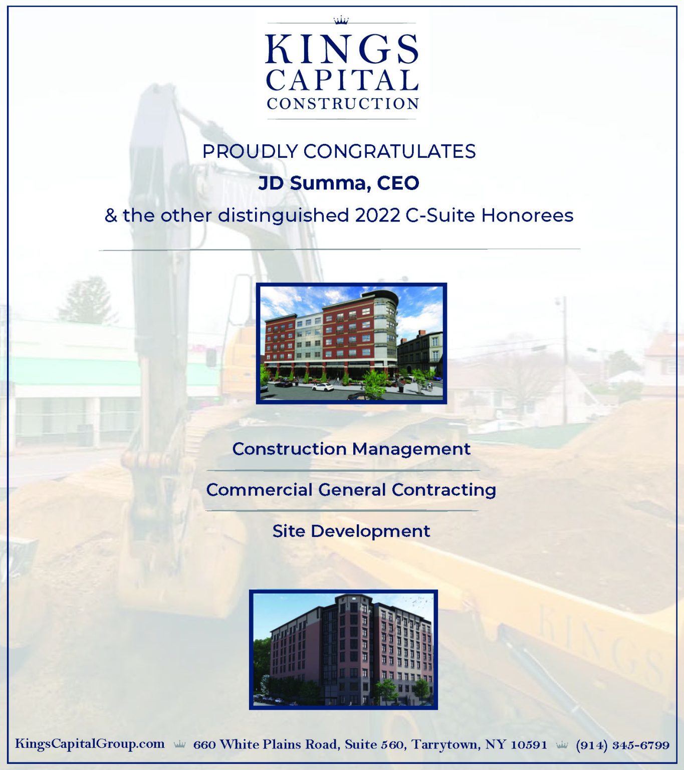 JD Summa of KINGS wins 2022 C-Suite Award - KINGS Capital Construction
